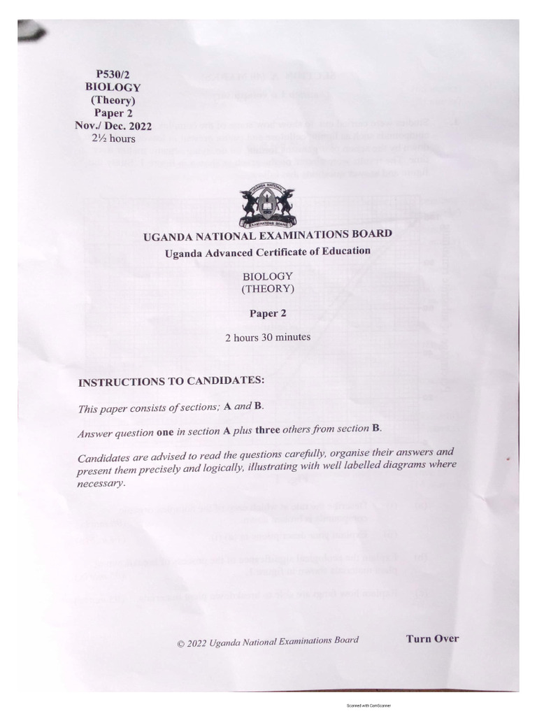 UACE BIOLOGY PAPER 2 2022 Lie | PDF UACE BIOLOGY PAPER 2 2022 Lie | PDF