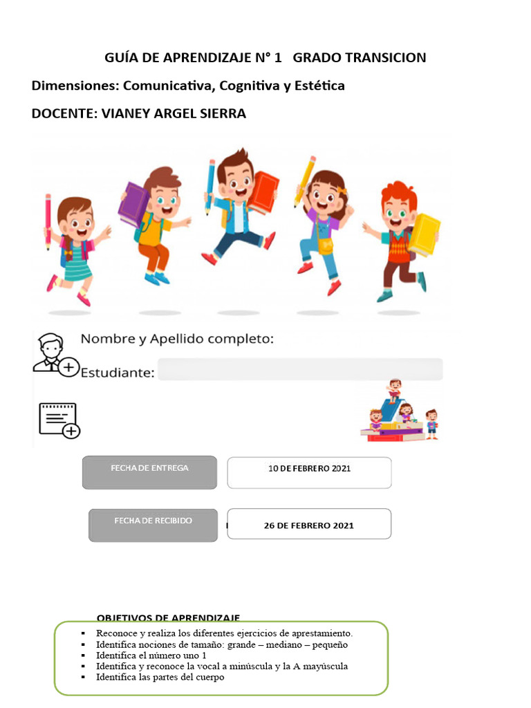 Guia N 1 De Transicion 2021 Pdf Aprendizaje