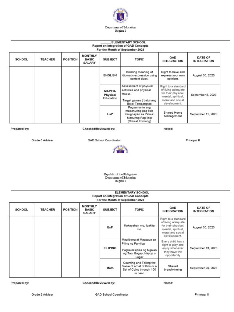 GAD-INTEGRATION-2023-2024 - S | PDF | Teachers