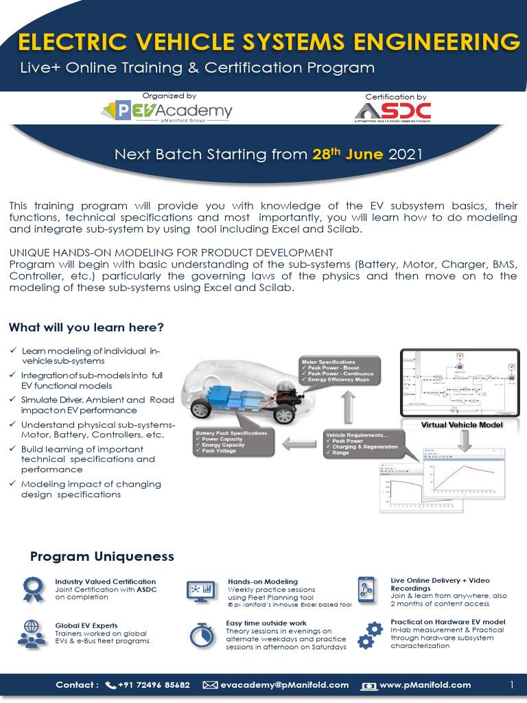 Electric Vehicle Systems Engineering Course | PDF | Simulation ...