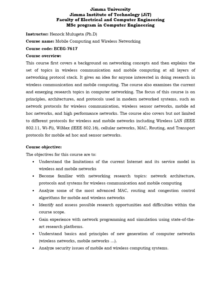 Mobile Computing & Wireless Networking Course | PDF | Computer Network ...