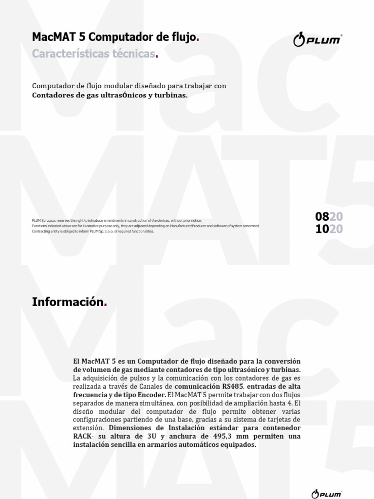 Ficha Tecnica MacMAT 5 Gas | PDF