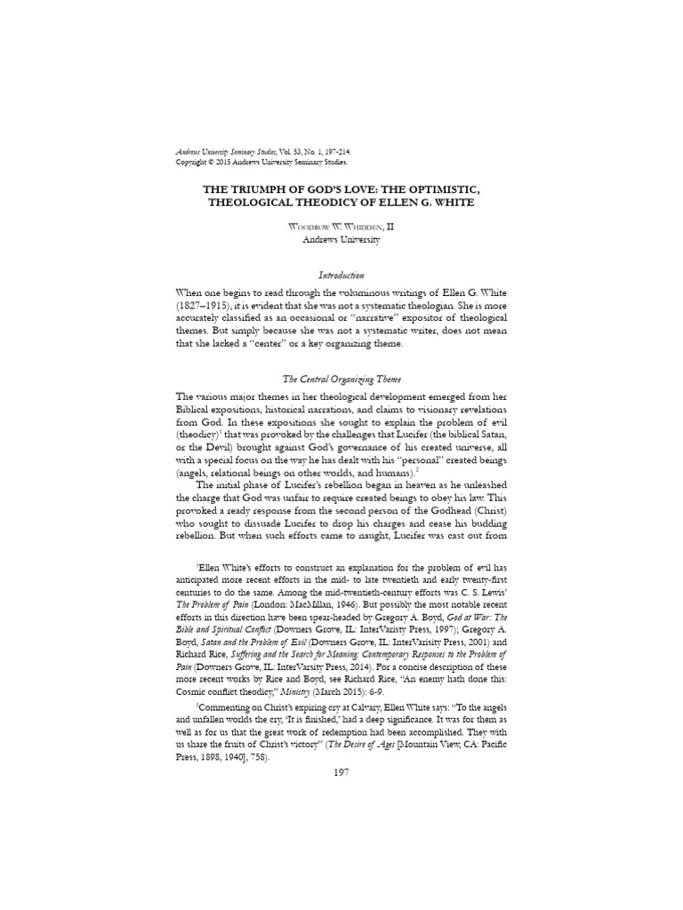 The Triumph of Gods Love - The Optimistic Theological Theodicy o | PDF ...