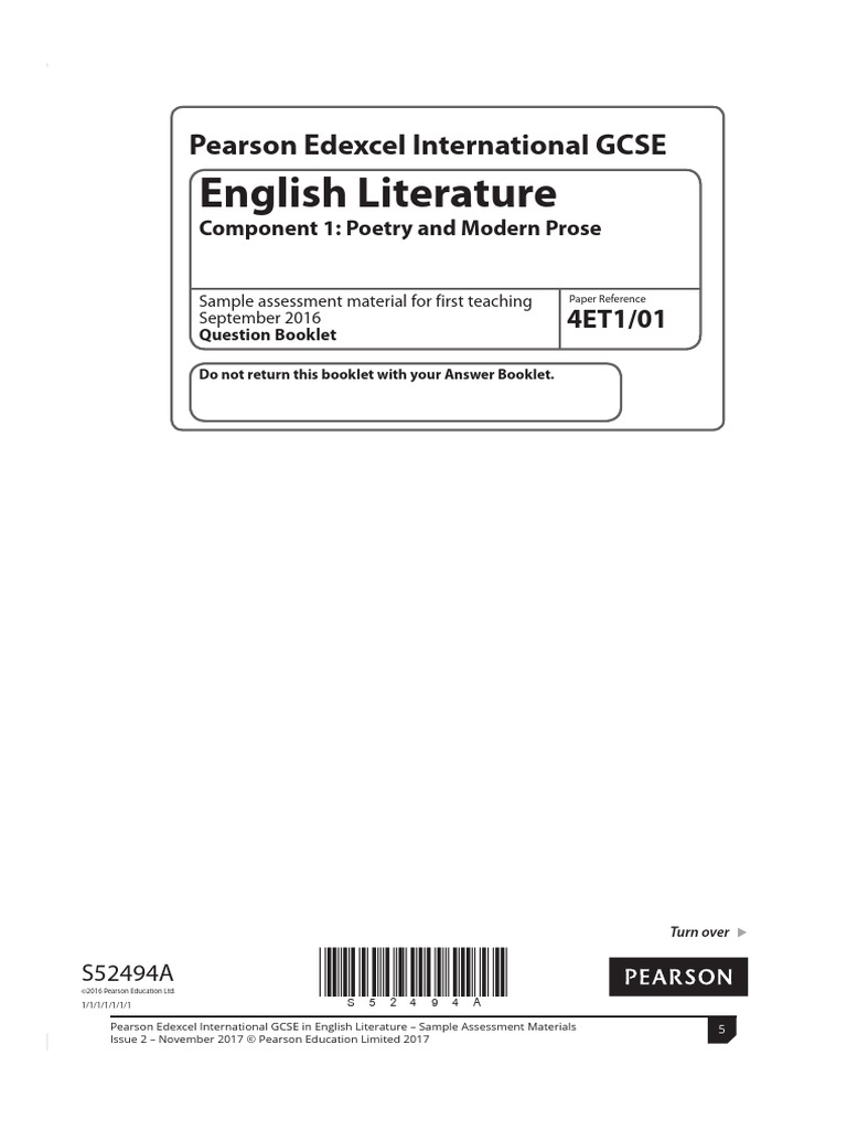 Edexcel IGCSE English Literature Paper 1 | PDF | To Kill A Mockingbird