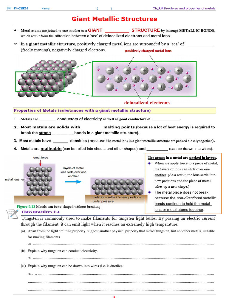 9.5 Giant Metallic Structures | PDF | Chemical Bond | Incandescent ...
