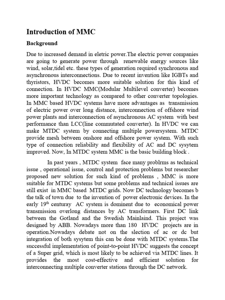 Introduction of MMC | PDF | High Voltage Direct Current | Power Electronics