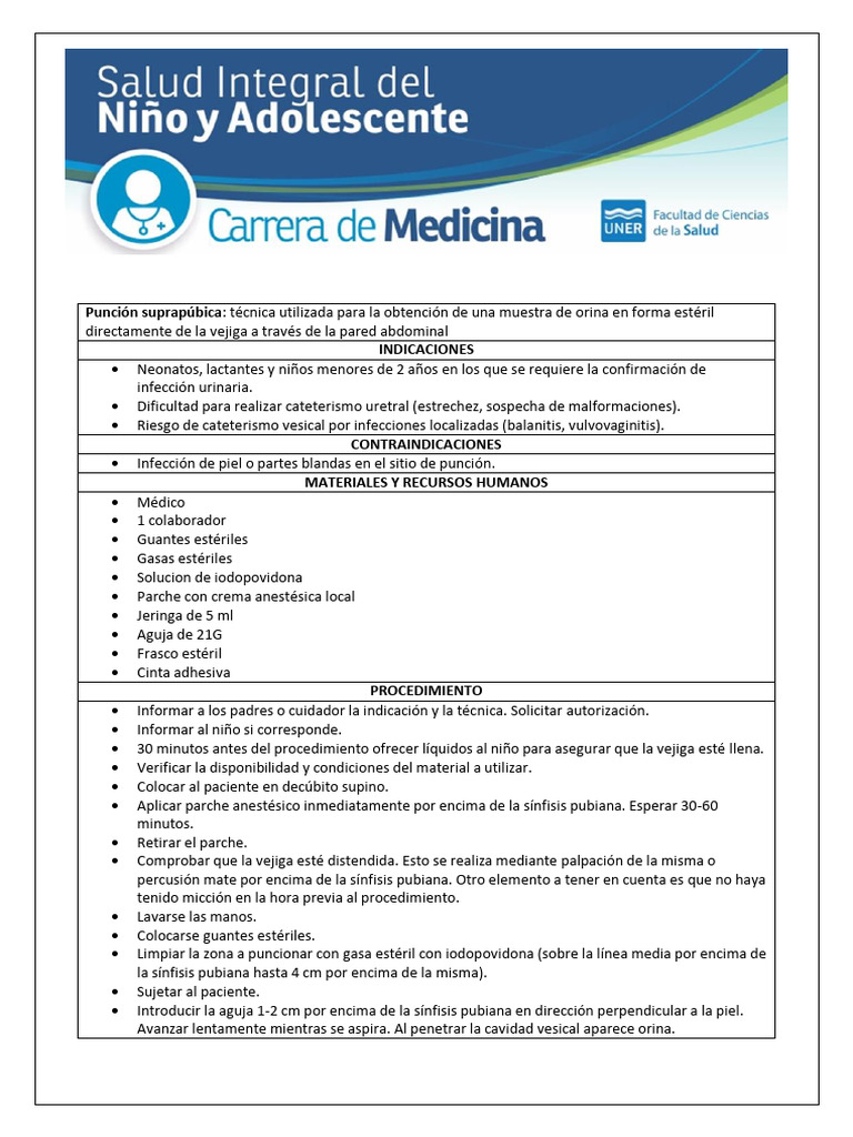 Técnica de punción suprapúbica en pediatría | PDF | Causas de la muerte | Urología