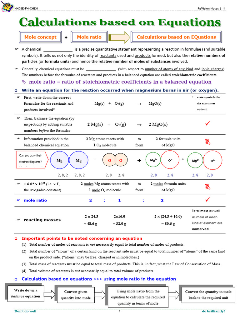 12.5 - Reacting Masses From Chemical Equations | PDF | Mole (Unit ...