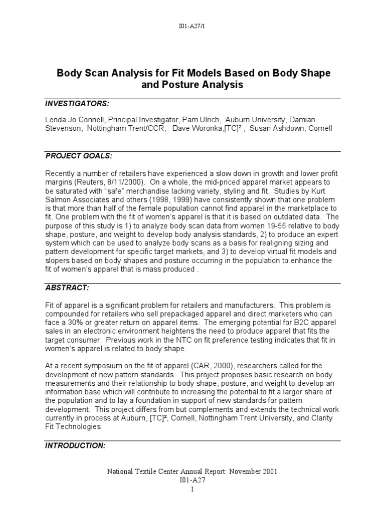 Body Scan Analysis For Body Fit | PDF | Retail | Body Shape