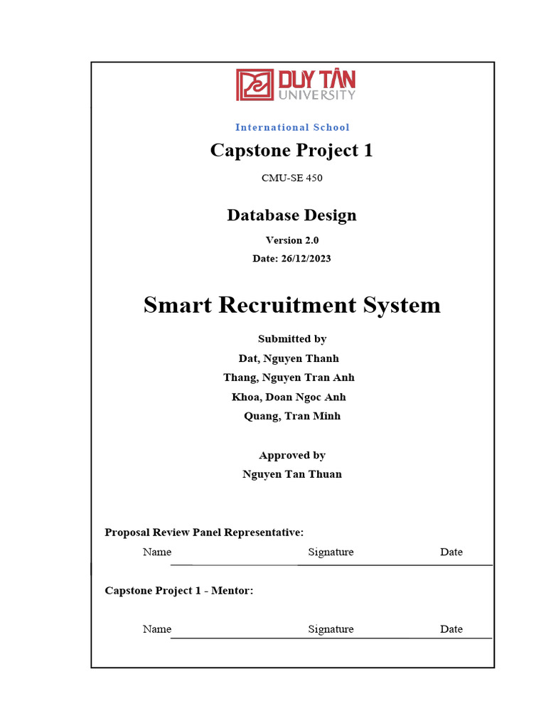 Smart Recruitment System Database Design | PDF | Databases | Database Design