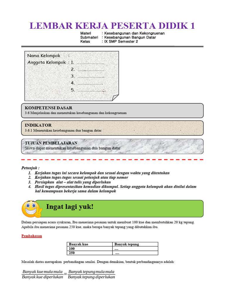 LKPD Kesebangunan 1 | PDF | Olahraga & Rekreasi | Metode & Bahan Ajar