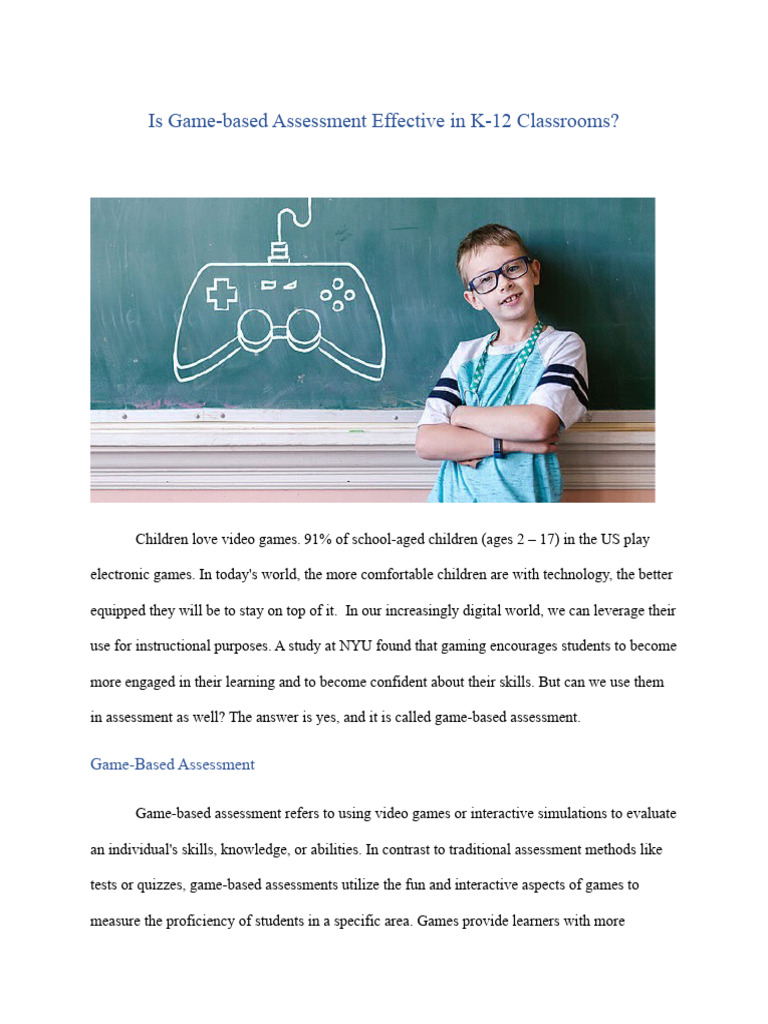 Game based assessment | PDF | Educational Assessment | Teachers