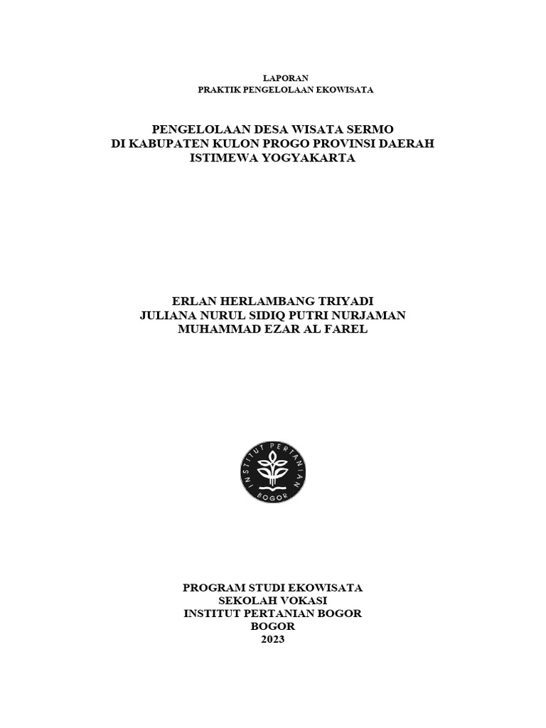 Laporan PPE - Desa Wisata Sermo - Kelompok 24 | PDF