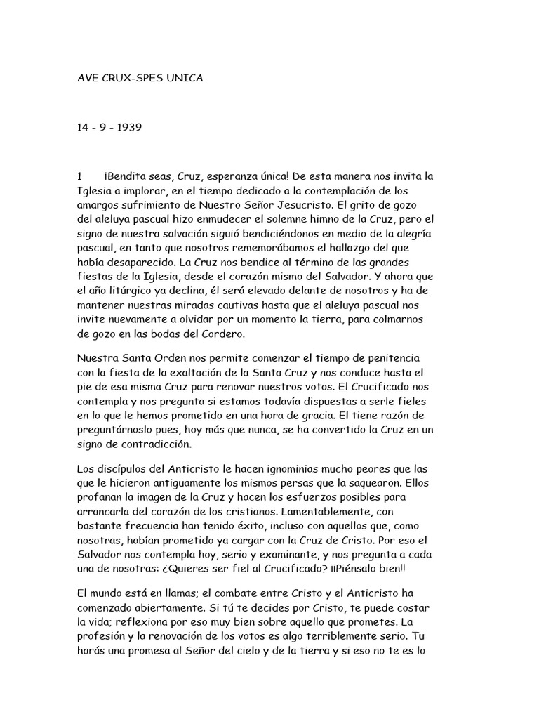 AVE CRUX-SPES UNICA - Edith Stein | PDF | Cristo (título) | Amor