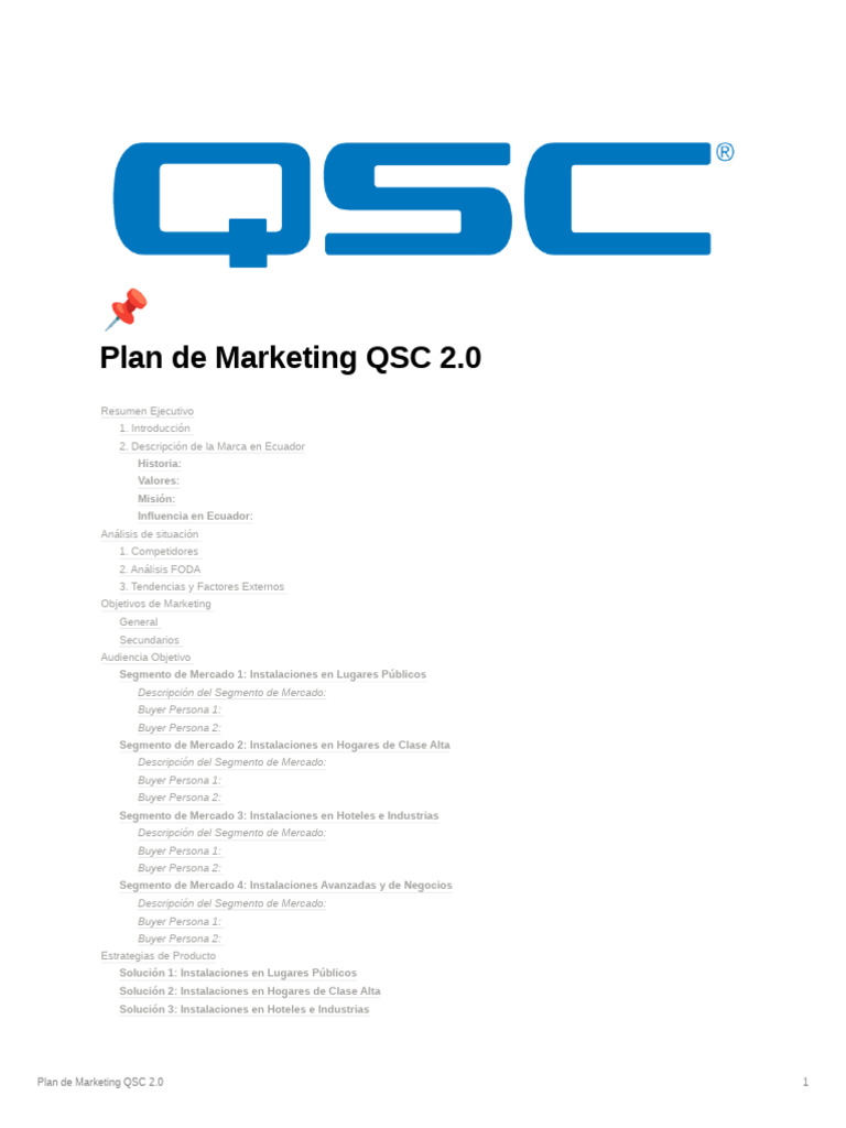 Plan de Marketing QSC 2 0 | PDF | Marketing | Marca