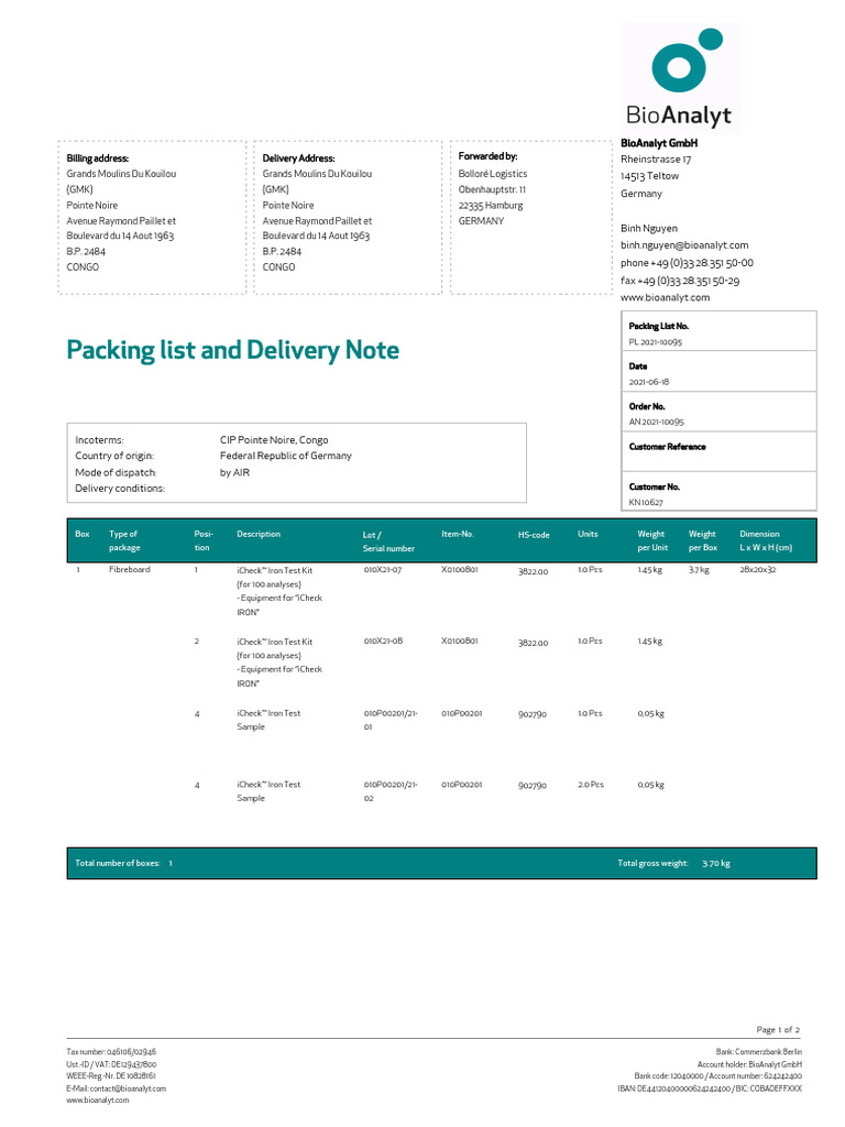 Packing List PL 2021-10095 V1 en JK | Download Free PDF | International Business | Personal Finance