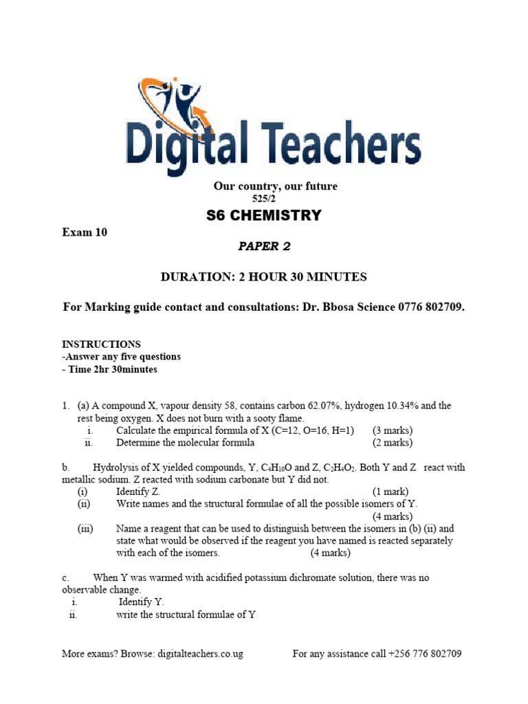 A Level Chemistry Paper 2 Exam Guide | PDF | Distillation | Magnesium