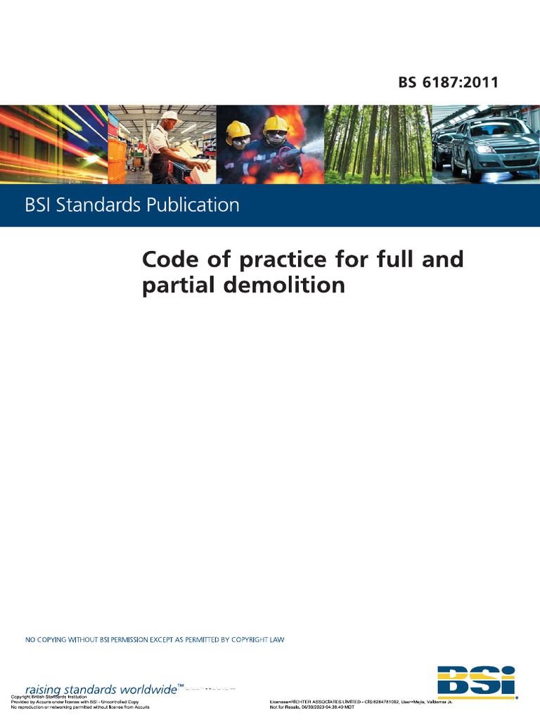 BS 6187 2011 Code of Practice For Full and Partial Demolition | PDF