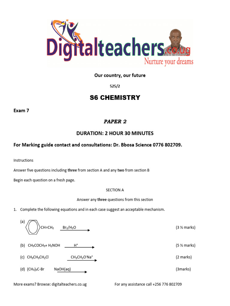 A Level Chemistry Paper 2 Exam 7 | PDF | Acid | Chemical Reactions