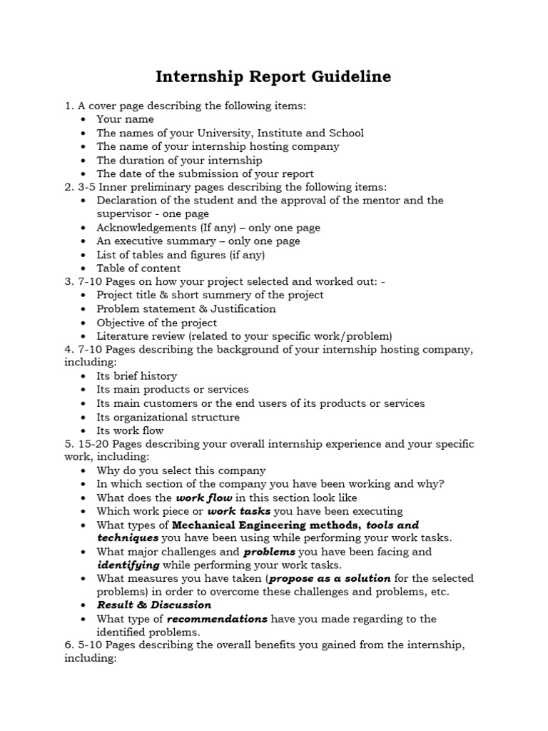 Internship Report Guideline | PDF | Internship | Job Hunting