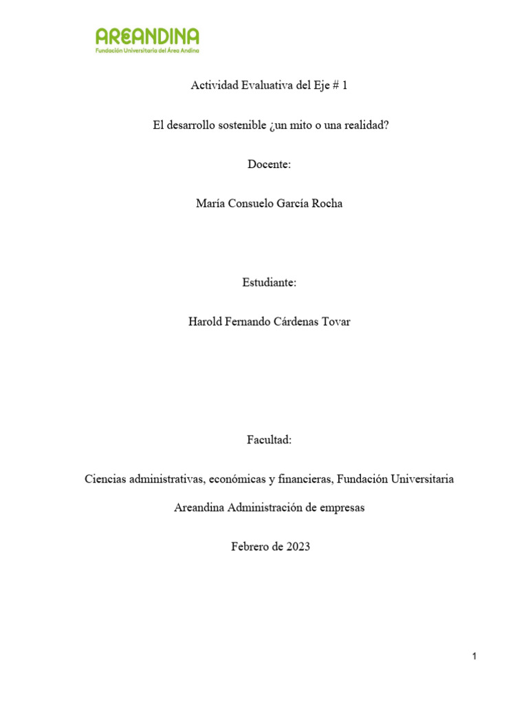 Eje 1 Gerencia Del Desarrollo Sostenible Pdf Residuos