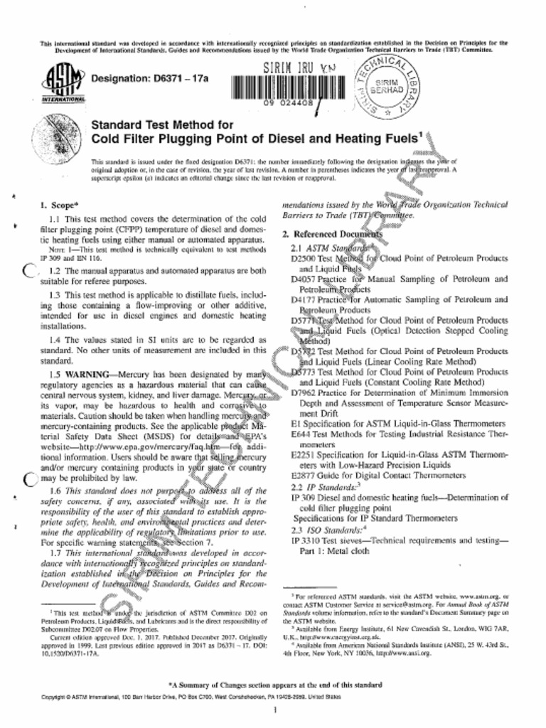 Astm D6371-17a (CFPP) | PDF