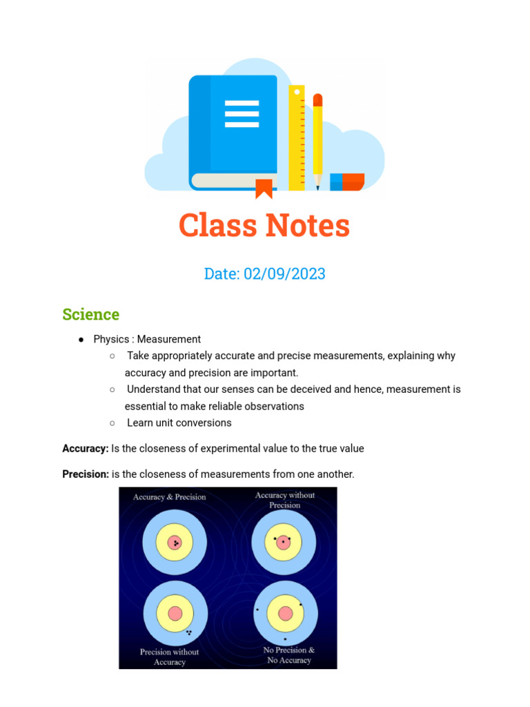 Measurement Notes | PDF | Measurement | Accuracy And Precision