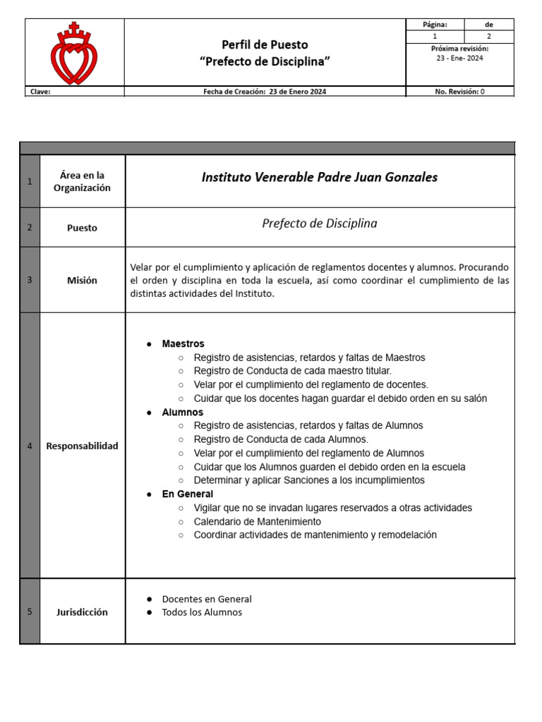 Prefecto de Disciplina Escolar | PDF | Disciplinas | Modificación de ...