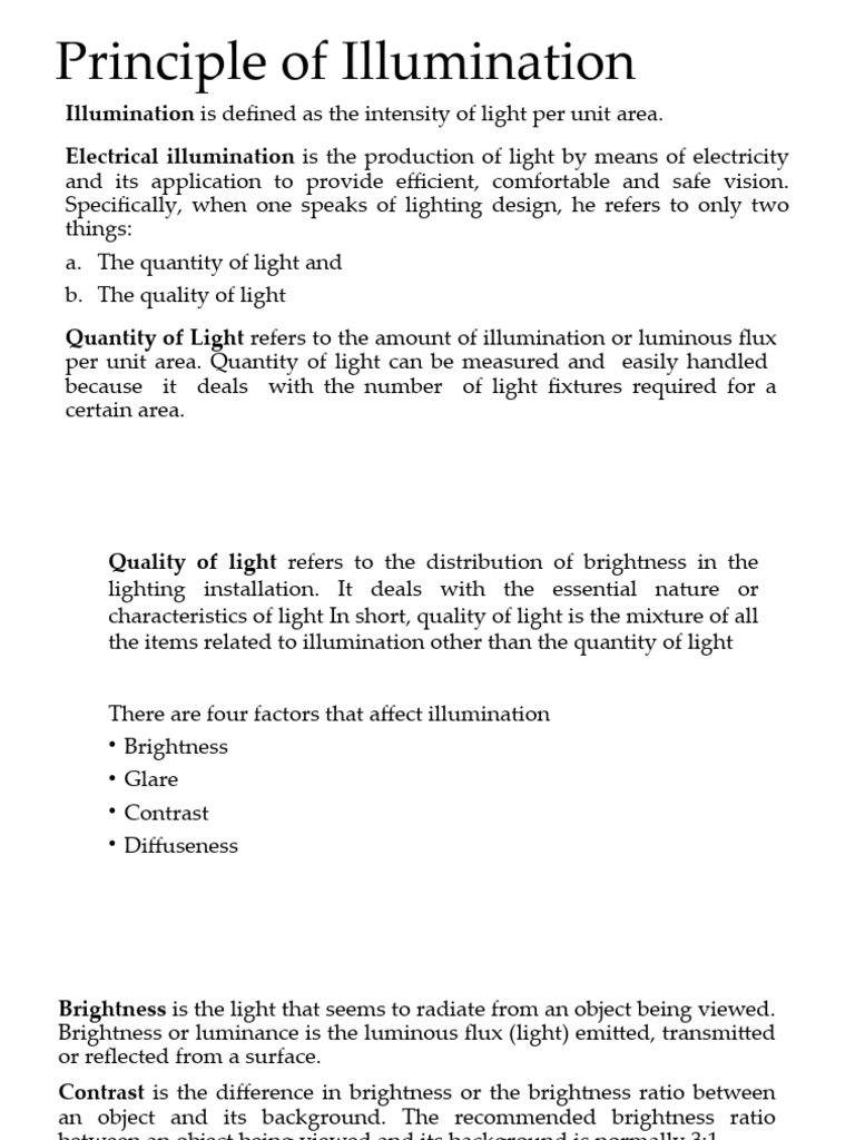 Principle of Illumination | PDF | Lighting | Electromagnetism
