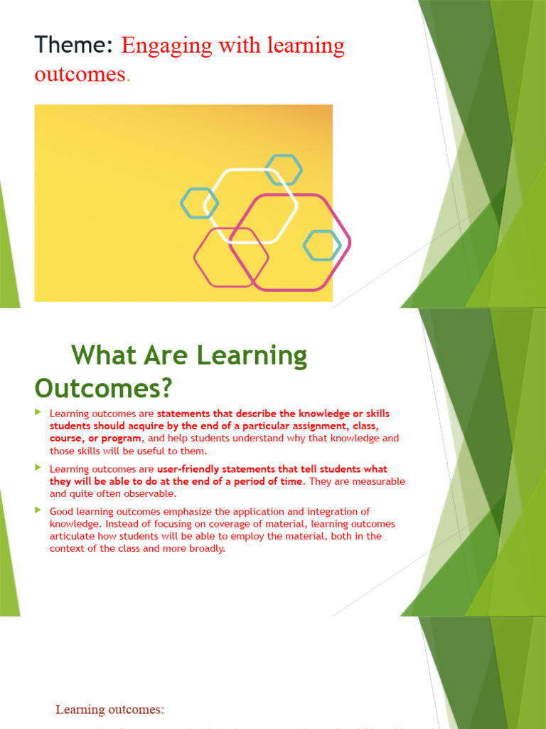 Learning Outcomes | PDF | Learning | Curriculum