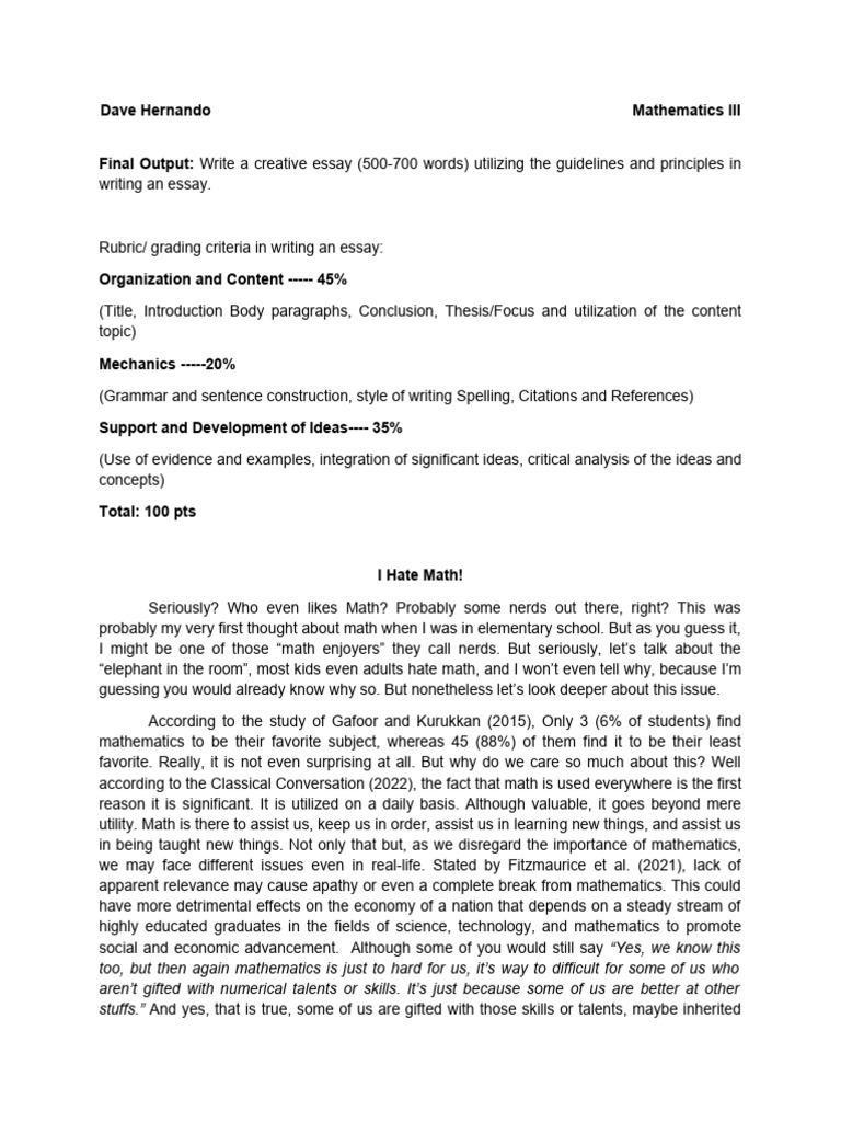 Activity 4 | PDF | Mathematics | Essays