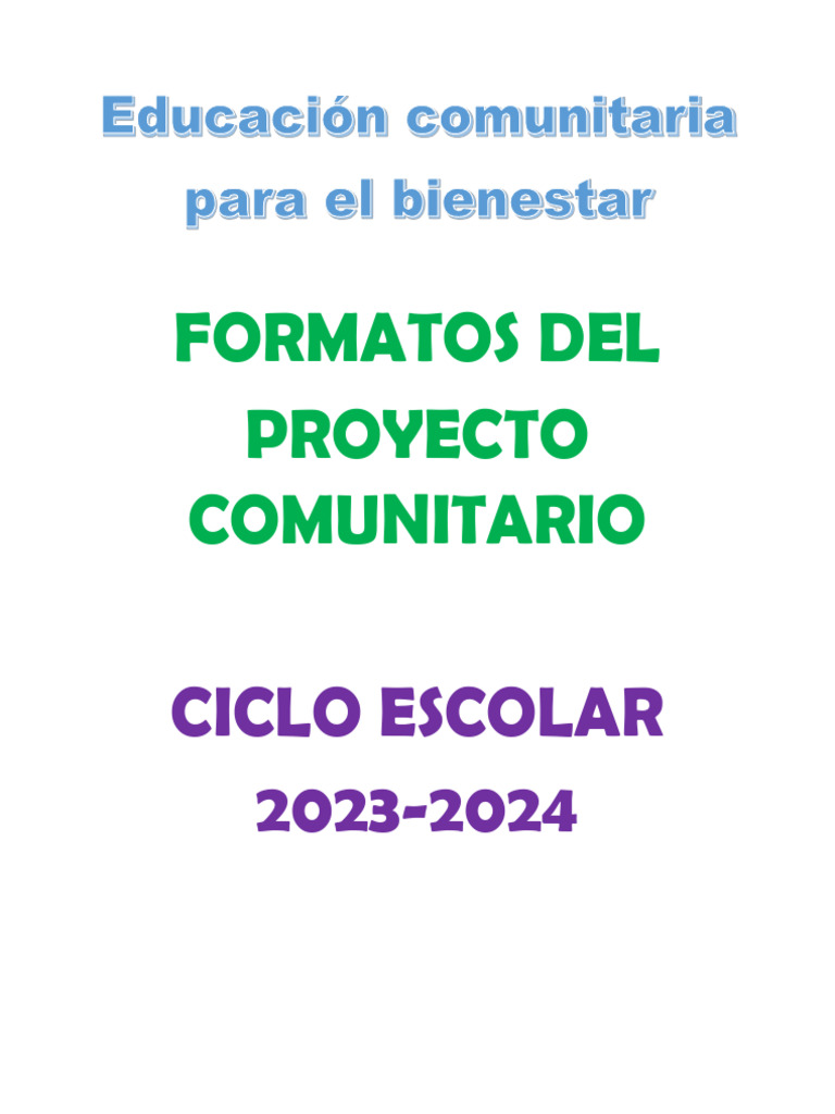 Formatos Proyecto Comunitario | PDF