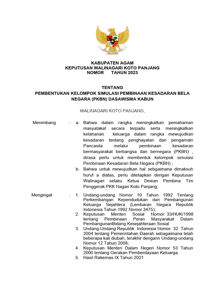 SK Kelompok Simulasi PKBN | PDF