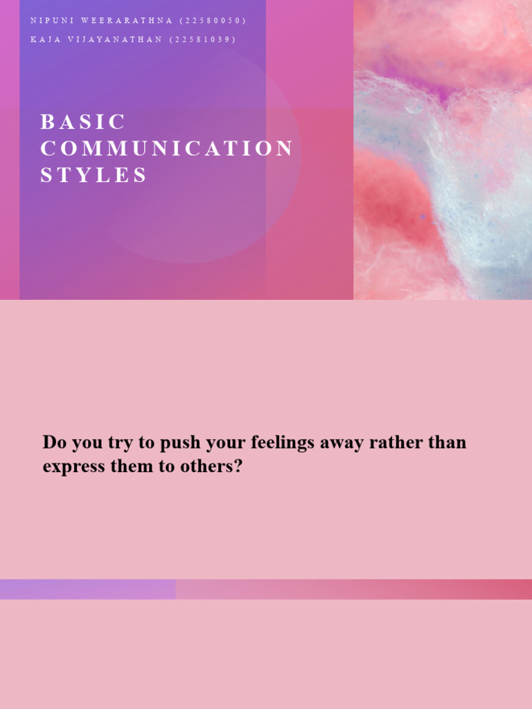 Basic Communication Styles Presentation 9 Pdf Anger Nonverbal Communication