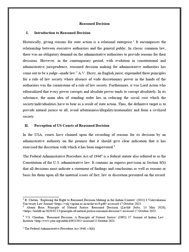 Reasoned Decision | PDF | Common Law | Administrative Law