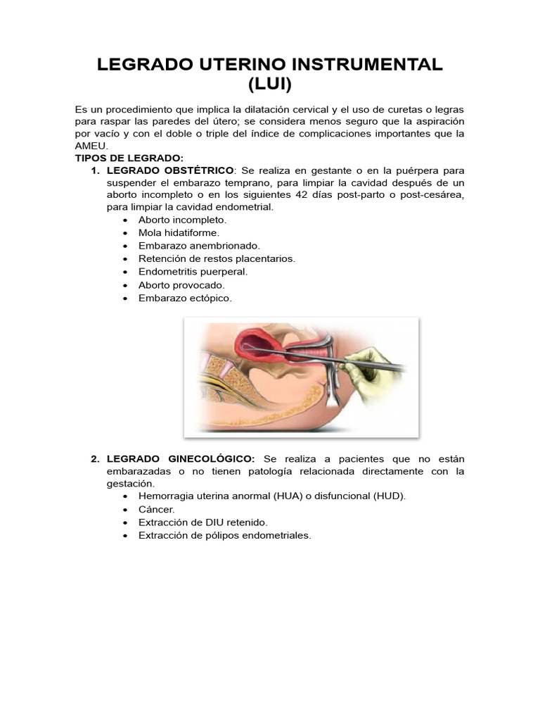 Procedimiento de Legrado Uterino Instrumental | PDF | El embarazo ...