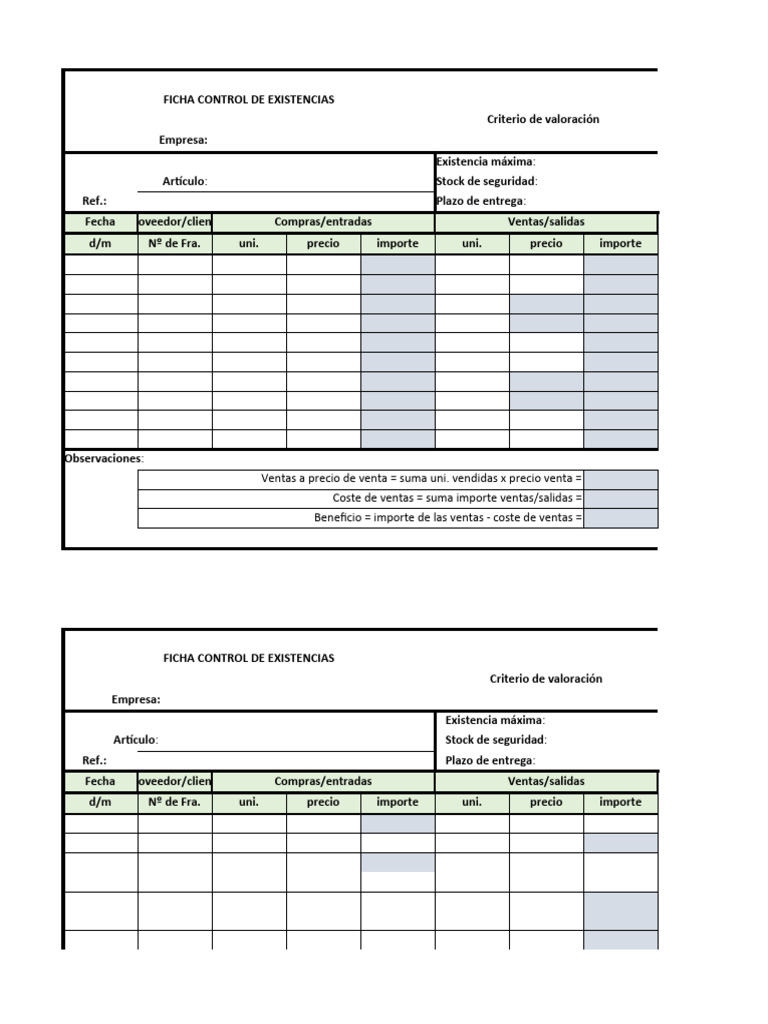Tema 8 - Plantilla PMP y Fifo | PDF | Finanzas y dinero