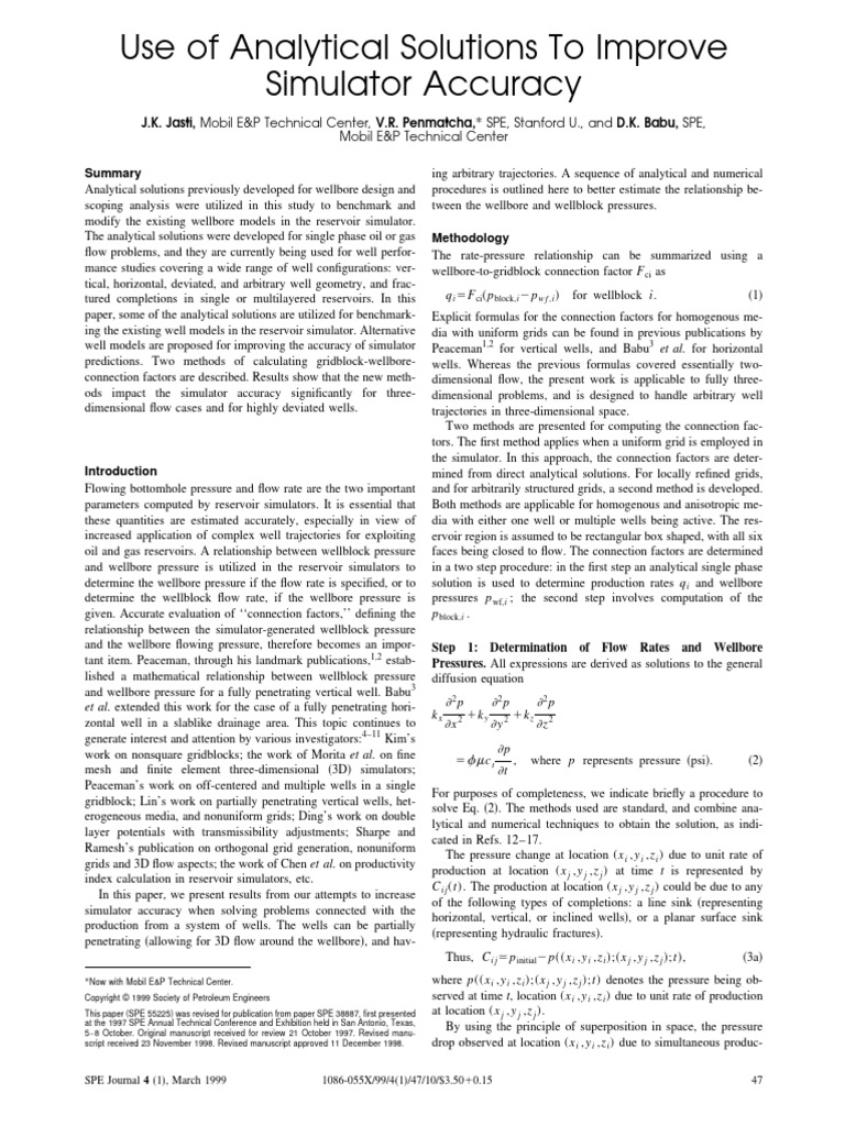 Spe 55225 Productivityindezgas | PDF | Petroleum Reservoir | Simulation