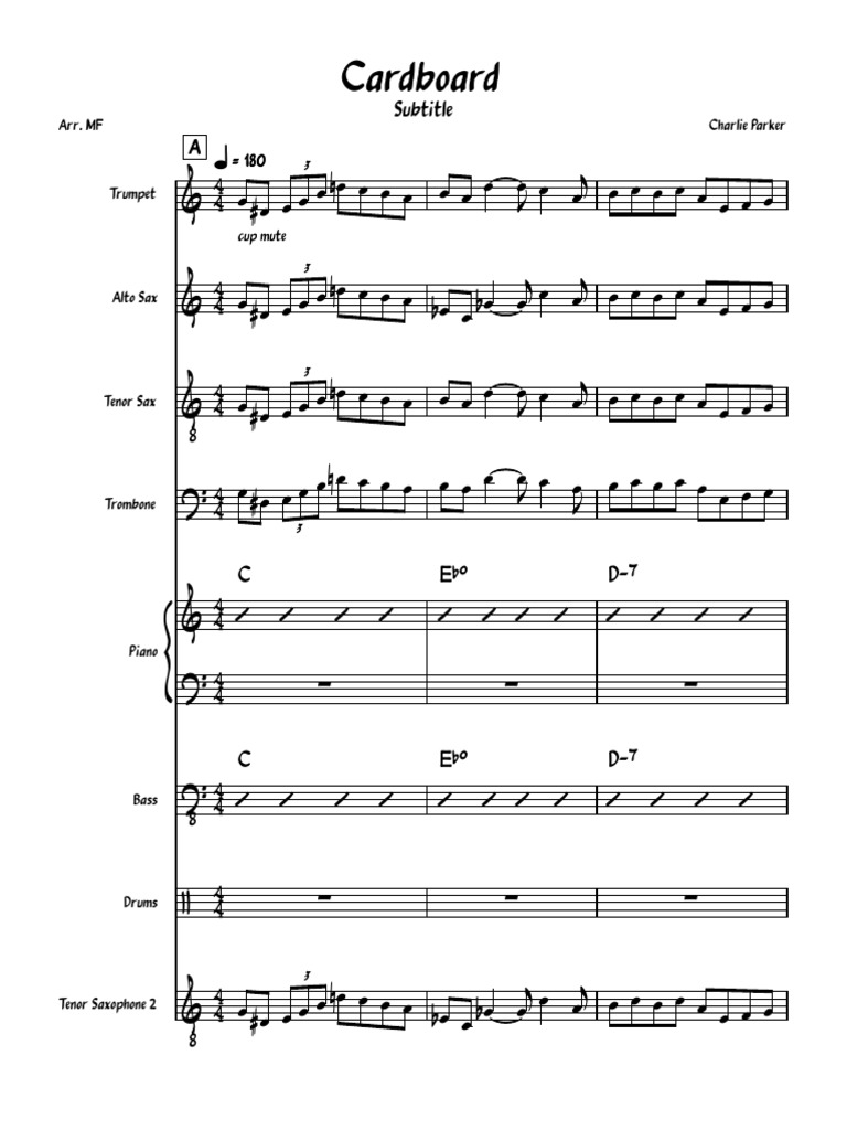 Cardboard-Score and Parts | PDF | Tenor Saxophone | Saxophone