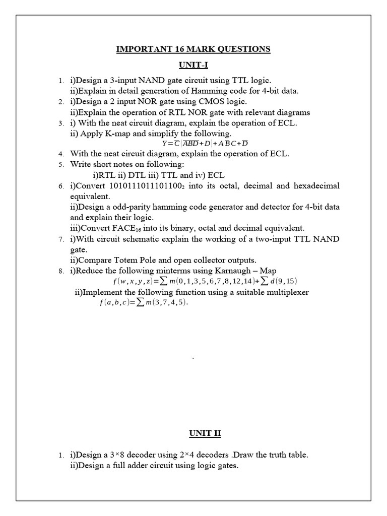 Important 16 Mark Questions-19!1!2024 | PDF | Logic Gate | Vhdl