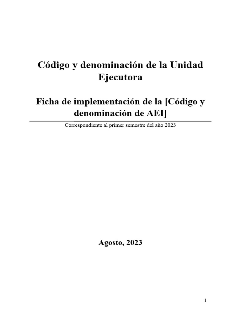 Formato - Ficha de Implementación de AEI - 2023 | Descargar gratis PDF | Economias