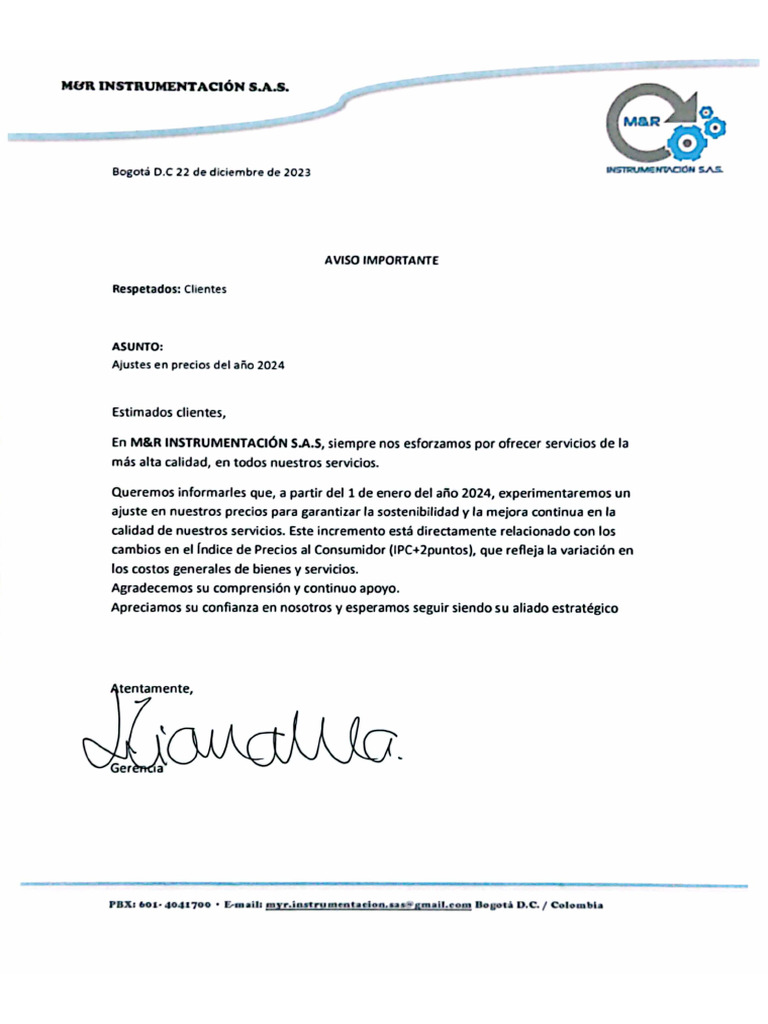 Comunicado M&r. | PDF