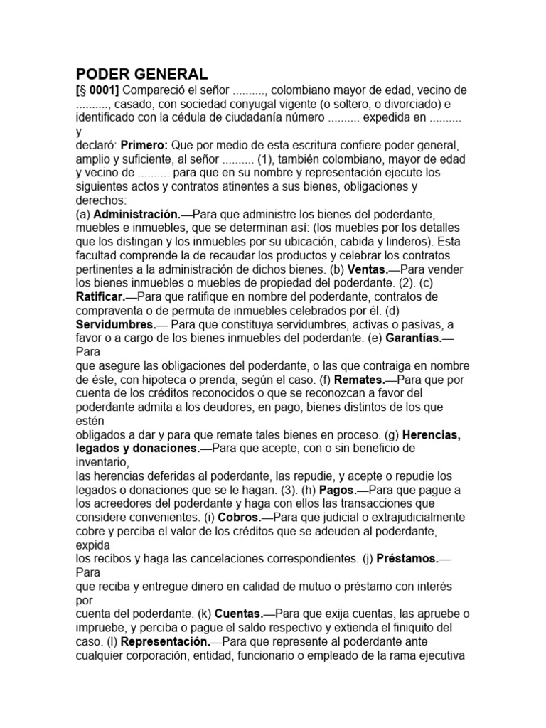 Modelo PODER GENERAL | Descargar gratis PDF | Justicia | Crimen y violencia