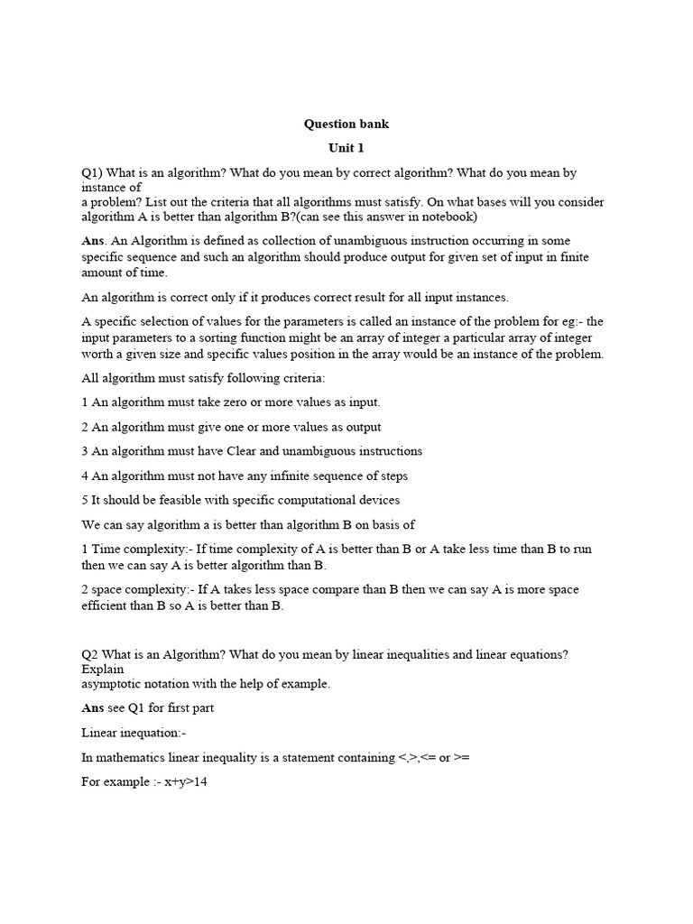 ADA Q Bank Ans | PDF | Dynamic Programming | Computer Science