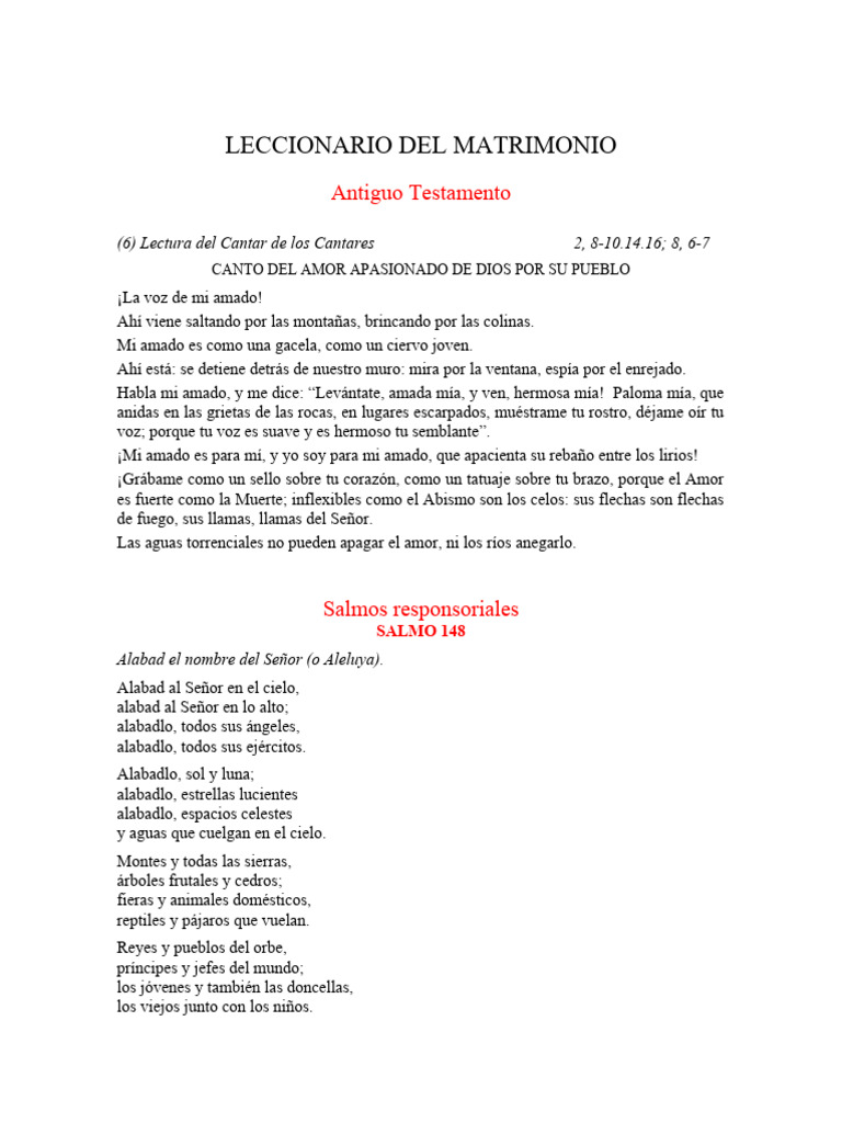 Leccionario Del Matrimonio Cristiano | PDF | Jesús | Evangelios