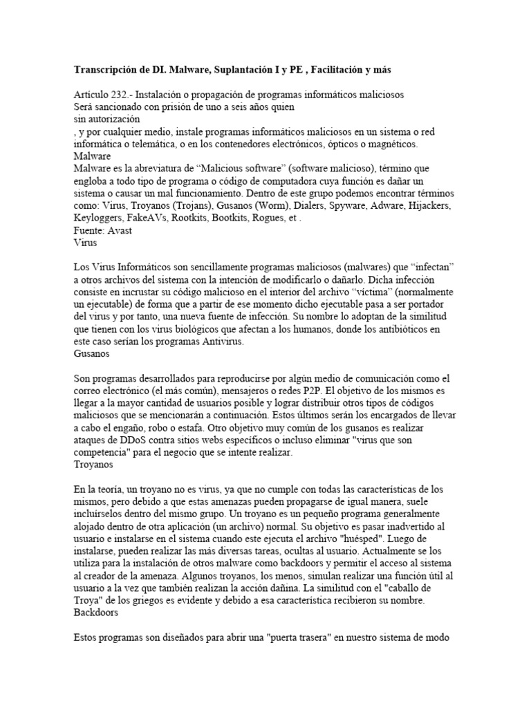 Delitos Informáticos Descargar Gratis Pdf Malware Virus De