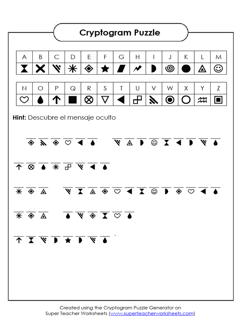 Super Teacher Worksheets Cryptogram Puzzle PDF Puzzles Games Of Mental Skill