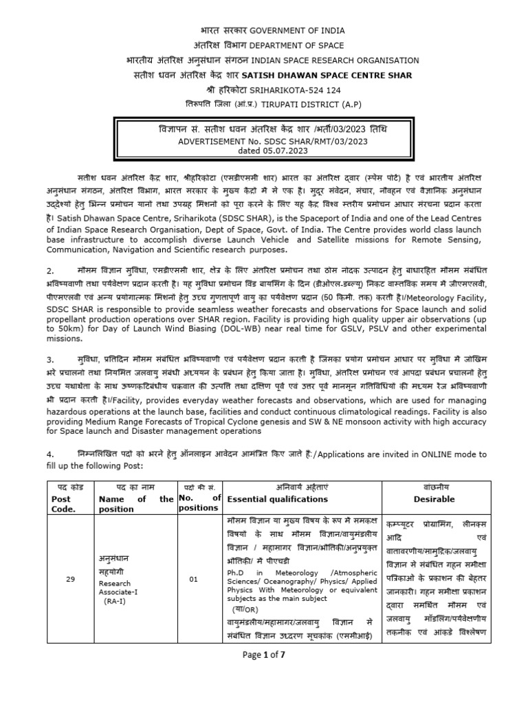 ResearchAssociatedetailed Advt Bilingual2023 | PDF