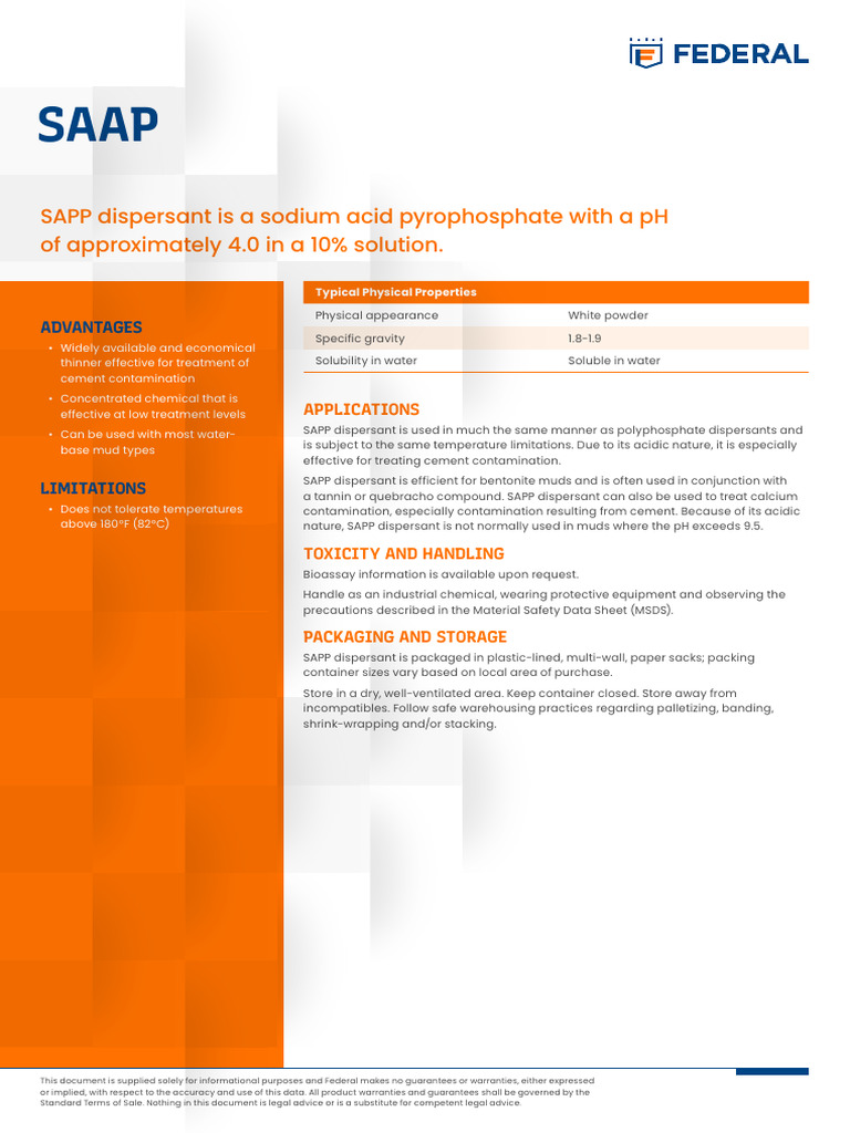 SAPP Dispersant: Usage & Handling Guide | PDF | Water | Cement