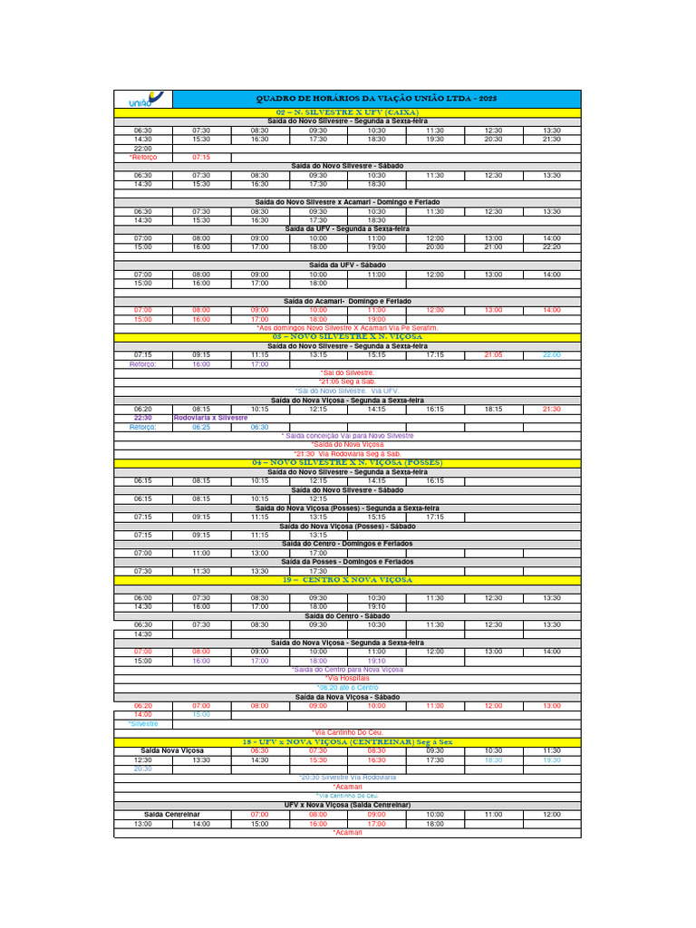 Novo Quadro de Horarios | PDF